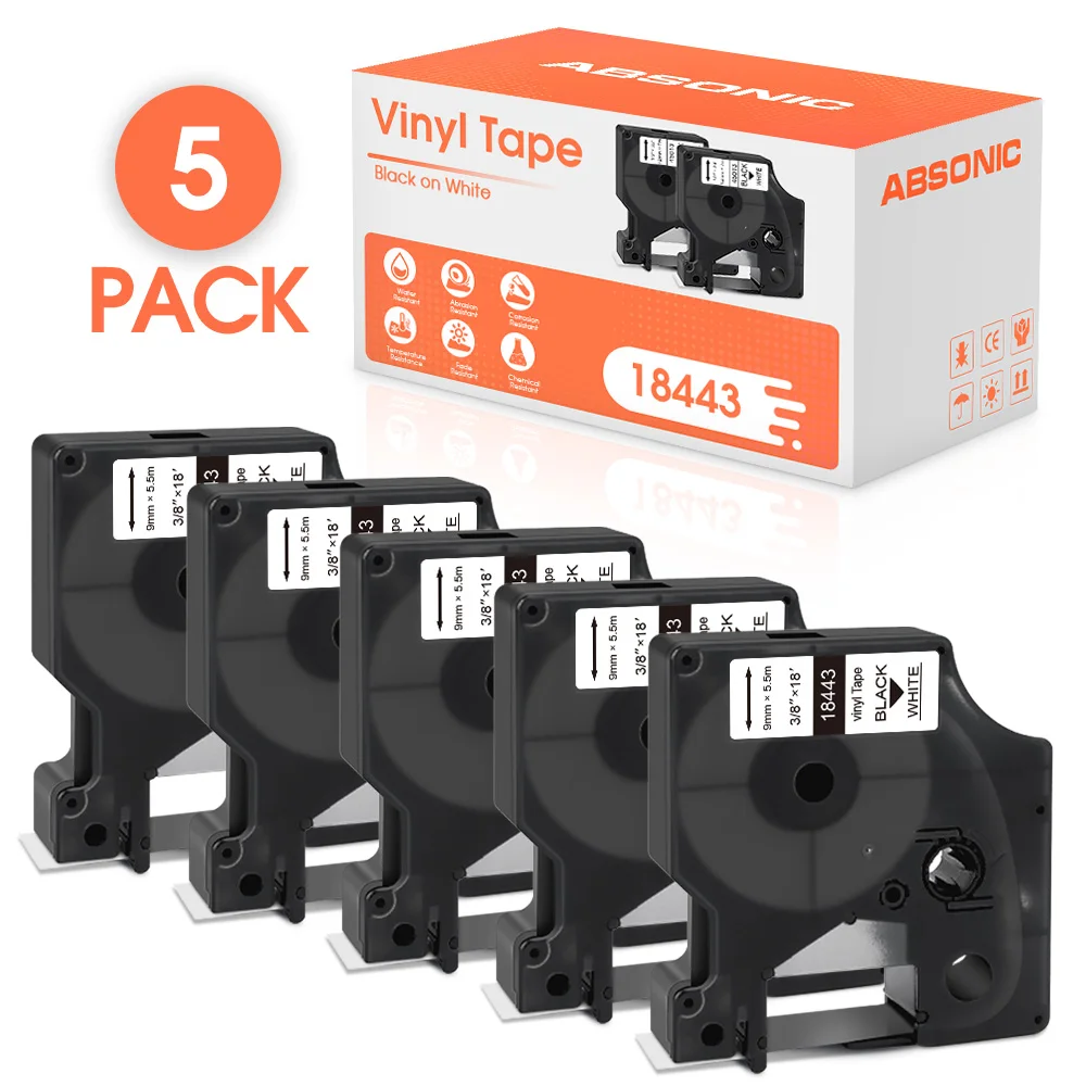 5pcs-18443-18444-18445-Vinyl-Label-Compatible-Dymo-Rhino-IND-Industrial ...