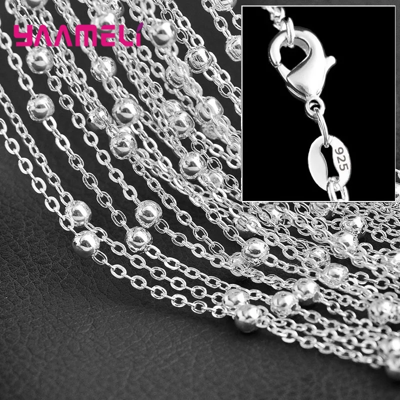 Wholesale 925 Sterling Silver Smooth Bead Chain Necklace for Women Men ...
