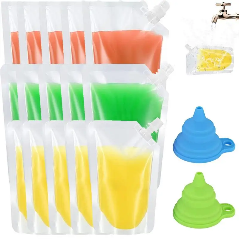 Drink Pouches 15Pcs Big Capacity Drink Pouches For Adults Transparent ...