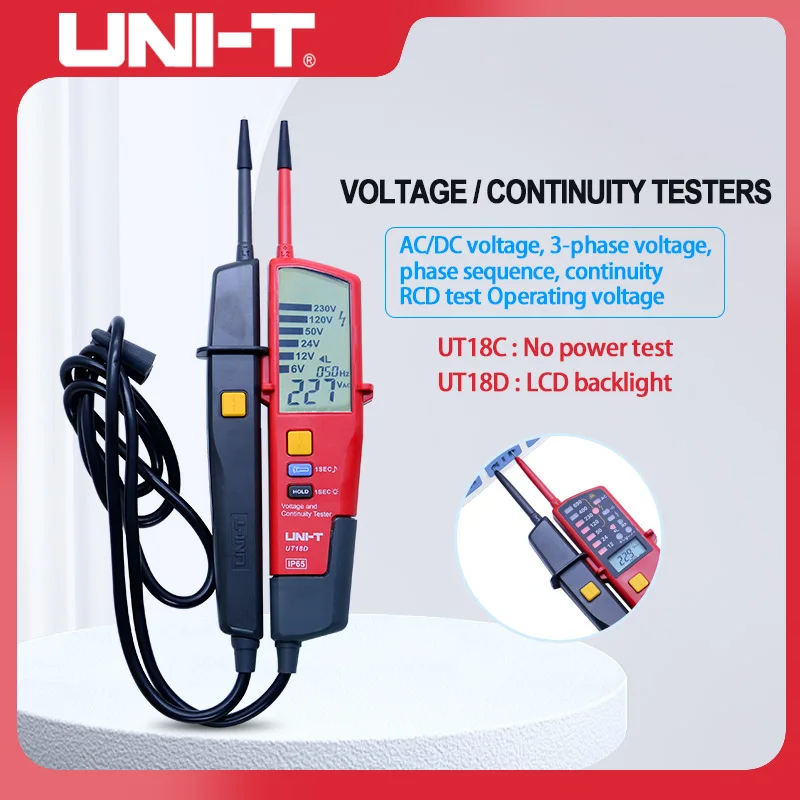 UNI-T-Digital-Auto-Range-Voltmeter-Continuity-RCD-Voltage-Tester-Pen ...