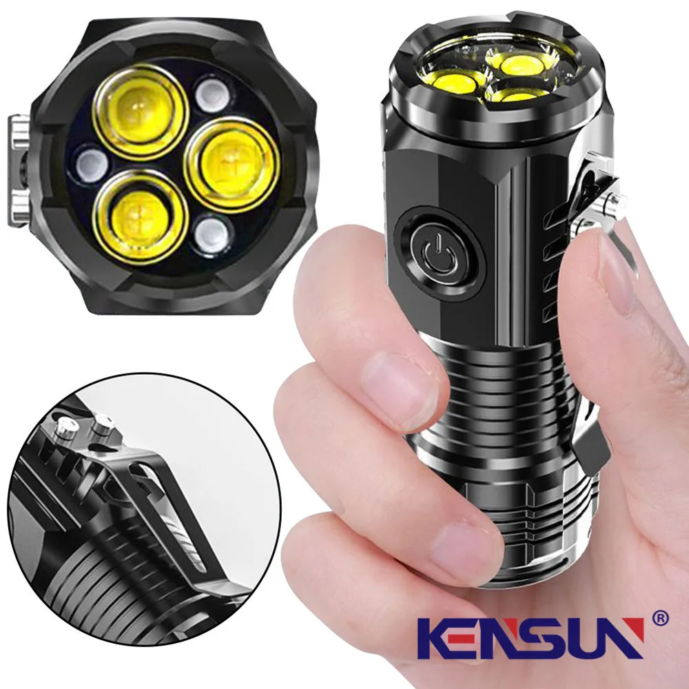 Portable Mini LED Flashlight Powerful 3*Wick Small Pocket Torch USB ...