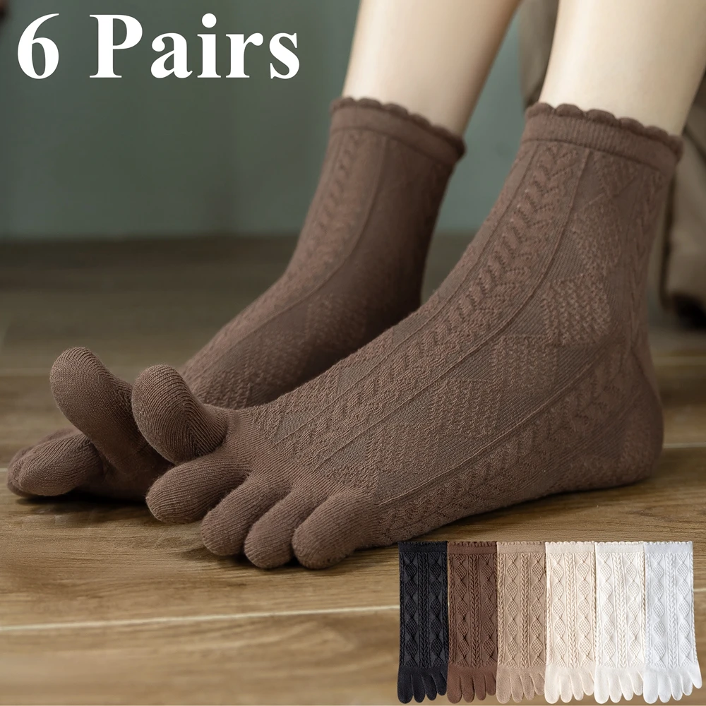 6-Pairs-Summer-Thin-Toe-Socks-for-Women-Five-Finger-Socks-Mid-Tube ...
