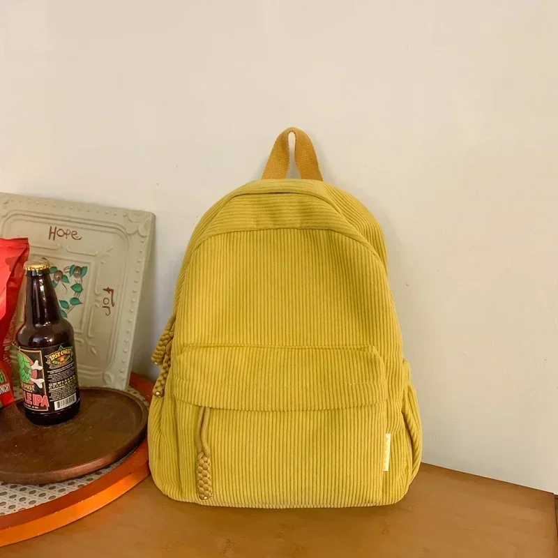 Zipper-Corduroy-Solid-Color-Casual-Backpacks-Versatile-2024-New-High ...