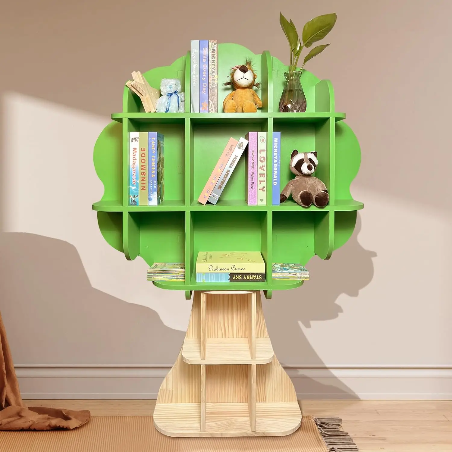 Kids-Bookshelf-5-Tier-Kids-Bookcase-Green-Bookshelf-for-Children-and ...