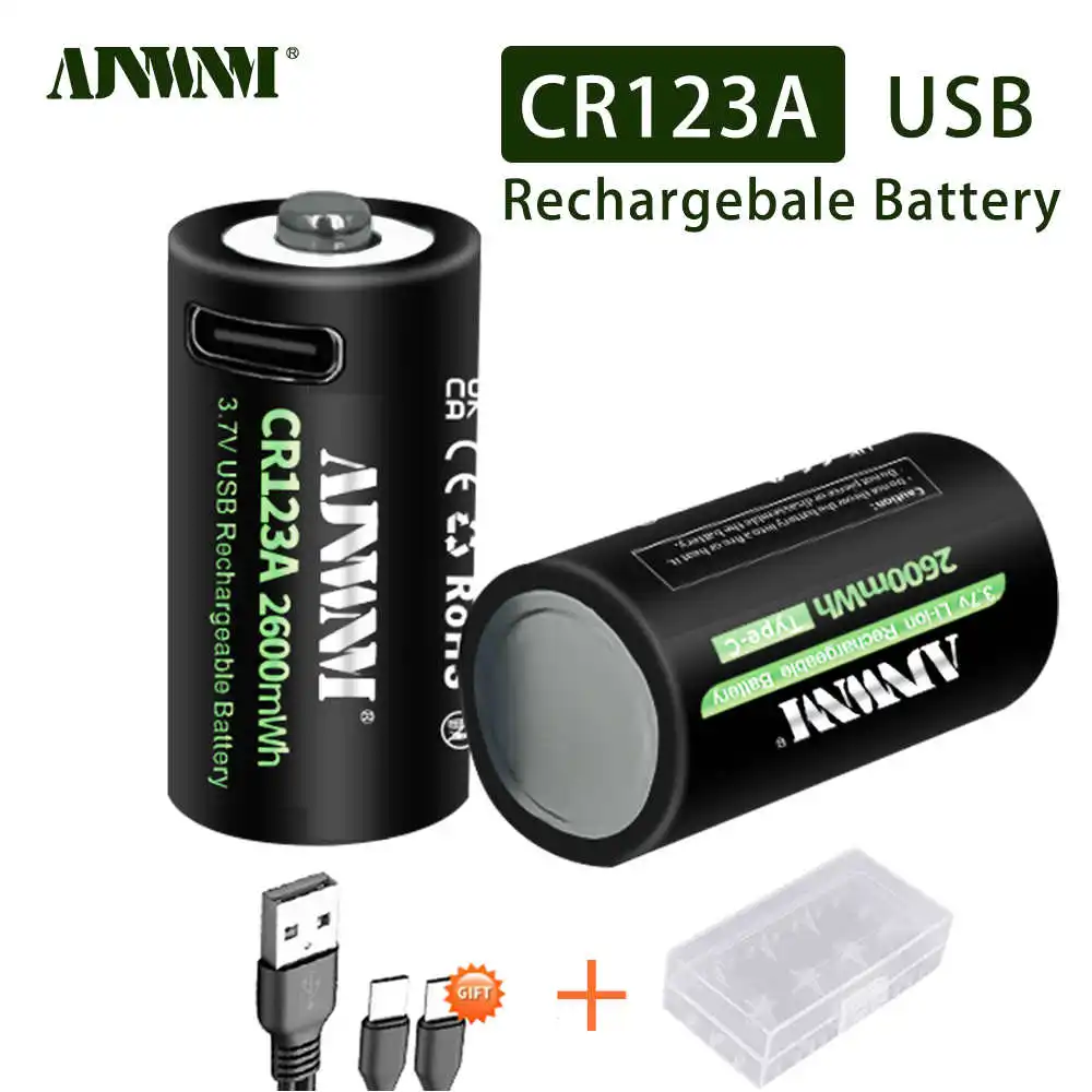 100-Original-CR123A-3-7V-USB-Lithium-Battery-CR123-16340-16350-Lithium ...