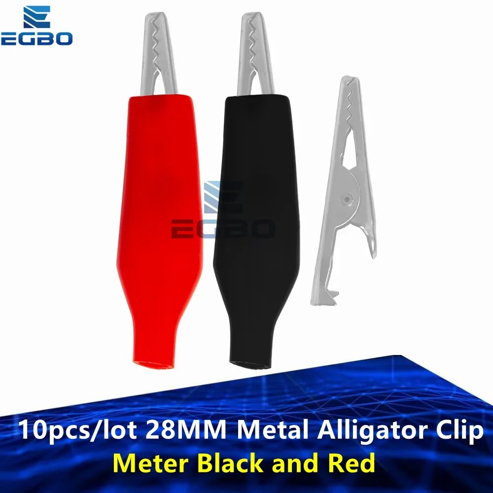 10pcs/Lot 28MM G98 Metal Alligator Clip: Red/Black w/ Plastic Boot ...