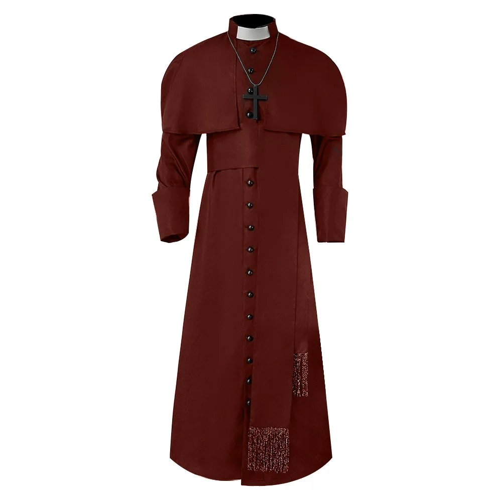 Disfraz de sacerdote medieval para hombre, sotana romana religiosa de ...