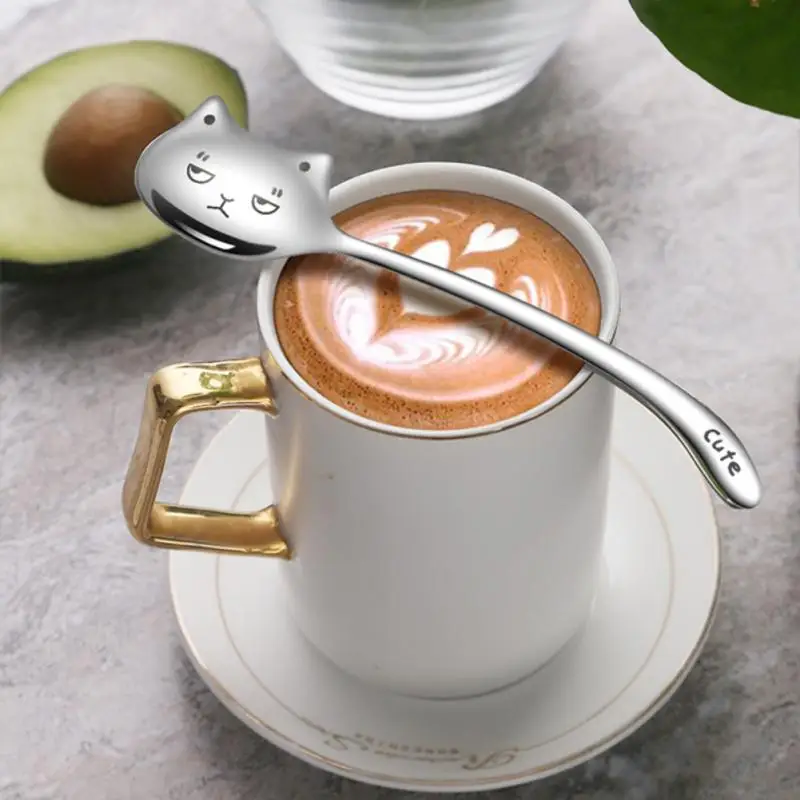 Tea-Spoon-For-Coffee-Long-Tail-Cat-304-Stainless-Steel-Funny-Coffee ...
