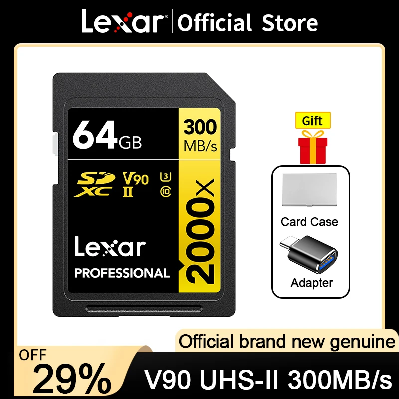 Lexar Sd Card Gold Series 2000x V90 Class 10 U3 Uhs-ii 32gb 64gb 128gb ...