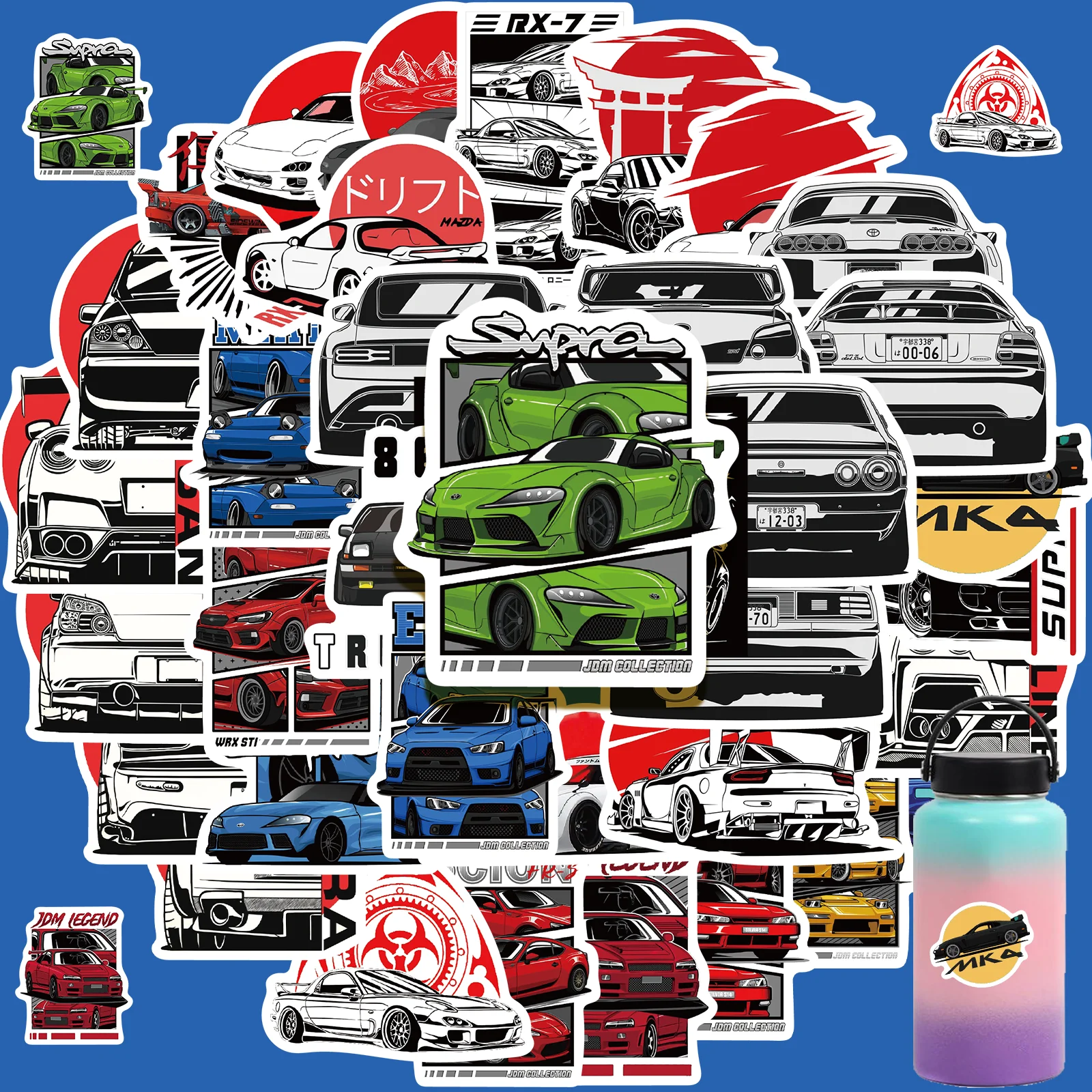 50PCS-Cool-JDM-Retrofit-Racing-Car-Stickers-Stickers-Decals-for-Water ...