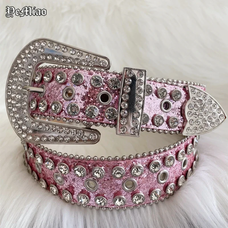 Sangle-de-Luxe-Western-Cowboy-pour-Homme-Strass-Rose-Ceinture-Bling ...