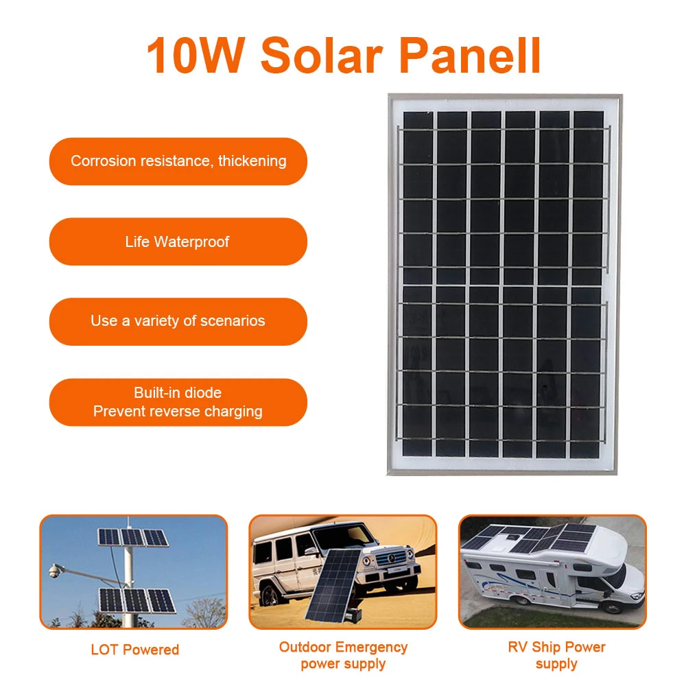 10W 6V 태양 전지 USB 태양 전지 패널, 야외 휴대용 방수 태양열 충전기 자동차 트럭 보트 모터 비상 전원| | - AliExpress