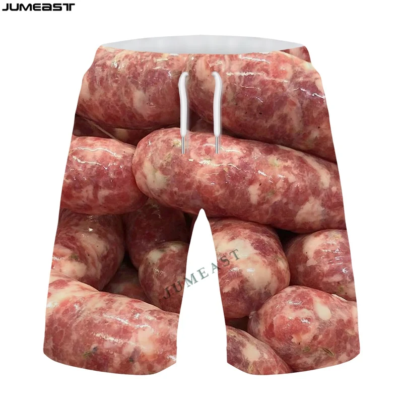 Jumeast Y2k Men Women 3D Printed Food Meat Hip Hop Board Shorts Trunks ...