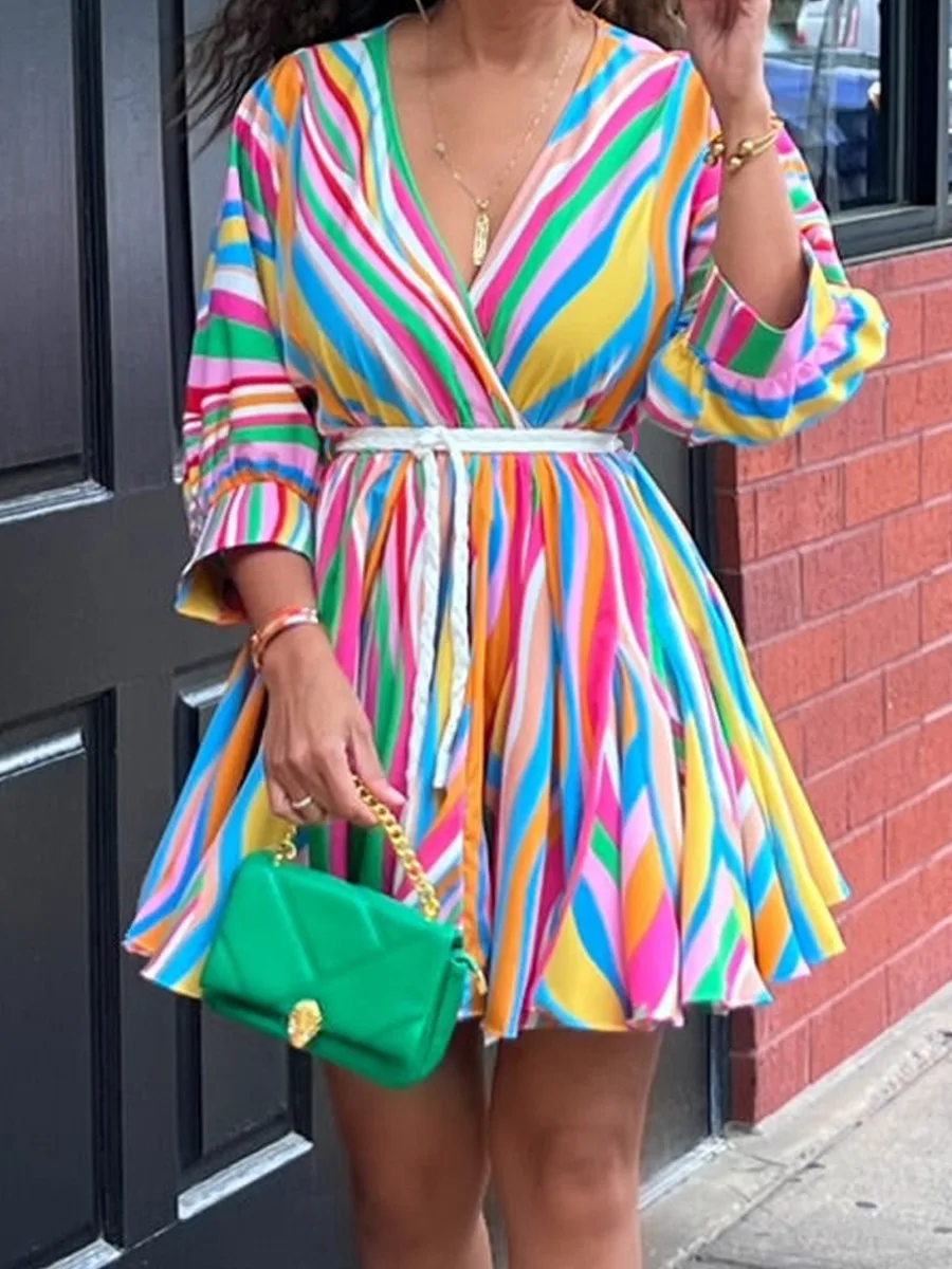 LW-Striped-Belt-Design-A-Line-Wrapped-Dress-Women-Fall-Dress-Casual ...