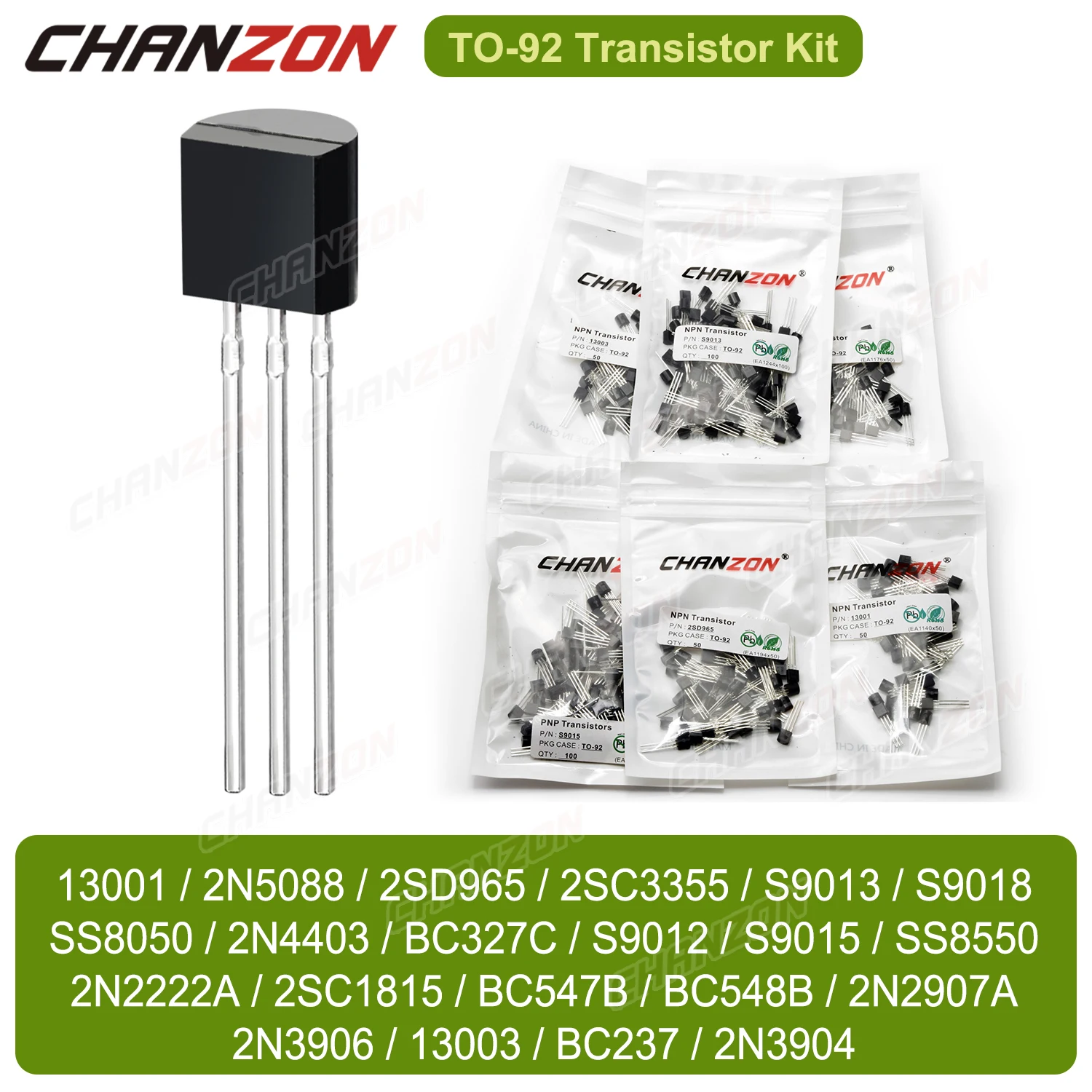 Transistor TO 92 NPN PNP 2N3904 Ss8550 Ss8050 Bc547B 2N2222A S9012 ...