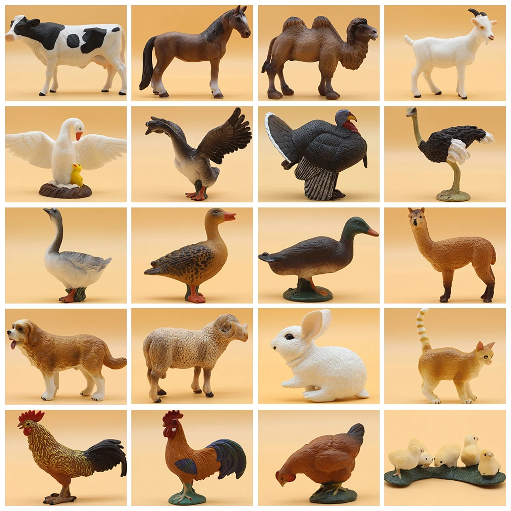 Simulation Cute Poultry Farm Animals Model Duck Goose Cow Horse Hen ...