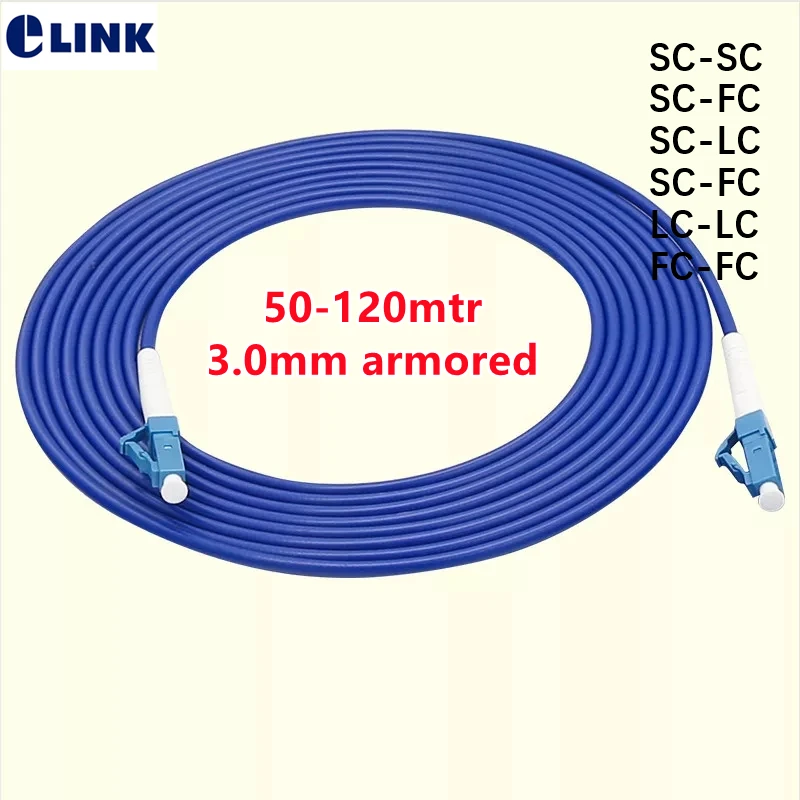 50m60m70m80m100m120 1c Armored Patchcord 3.0mm Simplex 1 Fiber Optic Sm ...