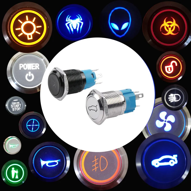 Custom-Pattern-Car-DIY-Waterproof-Led-Light-Momentary-Push-Button ...