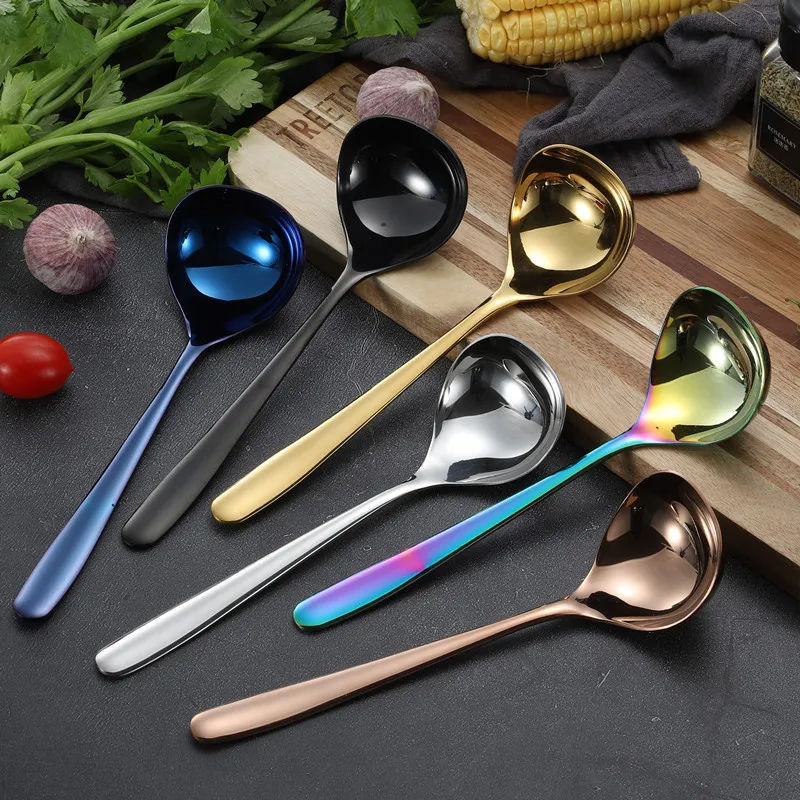 304 Stainless Steel Small Soup Spoon Big Head Round Spoon Deepening Hot ...