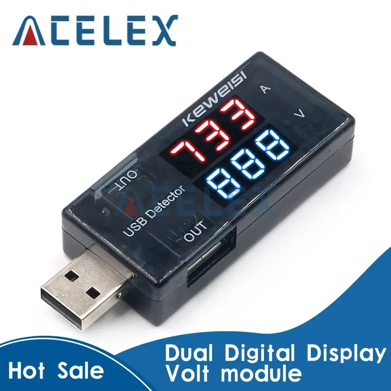 USB-Voltage-Meters-Current-Voltage-Power-Tester-Dual-Digital-Display ...