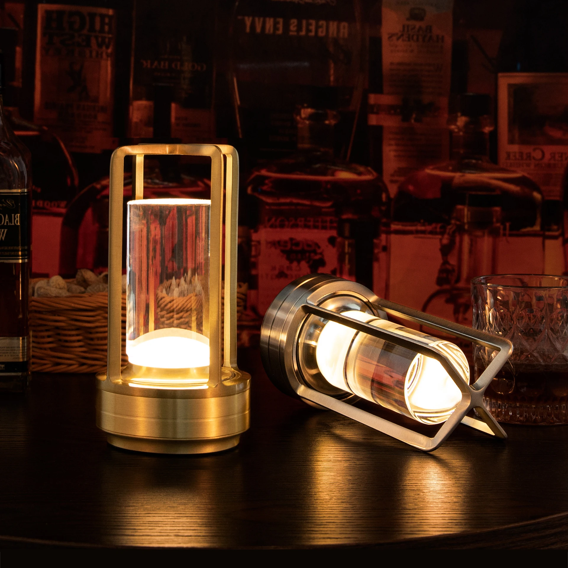 Cordless Table Lamp Retro Bar ABS Desk LED Lamps Rechargeable Touch ...