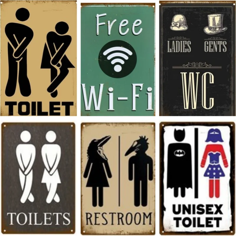 Man-Lady-Funny-WC-Sign-Metal-Poster-Toilet-Plate-Tin-Plaque-KTV-Bar ...