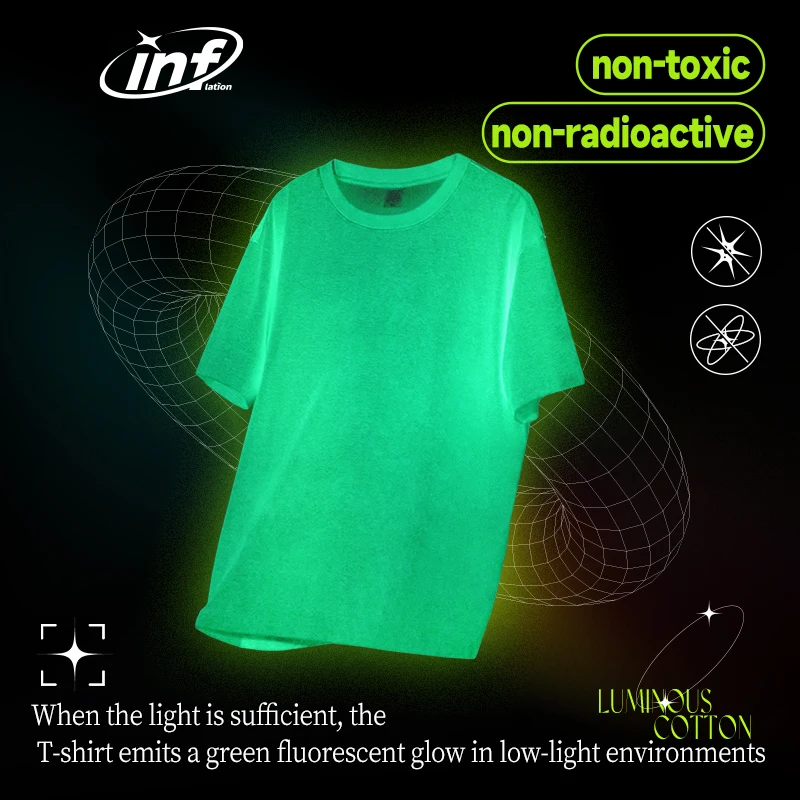 INFLATION Technical Fabric Luminous T shirt Men Streetwear Glow in dark ...