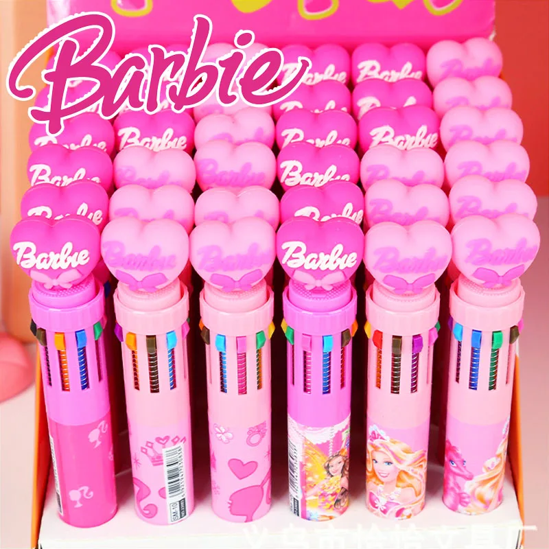 Barbie-Pen-10-Color-Ballpoint-Pen-Cartoon-Pink-Girls-Student-Write ...
