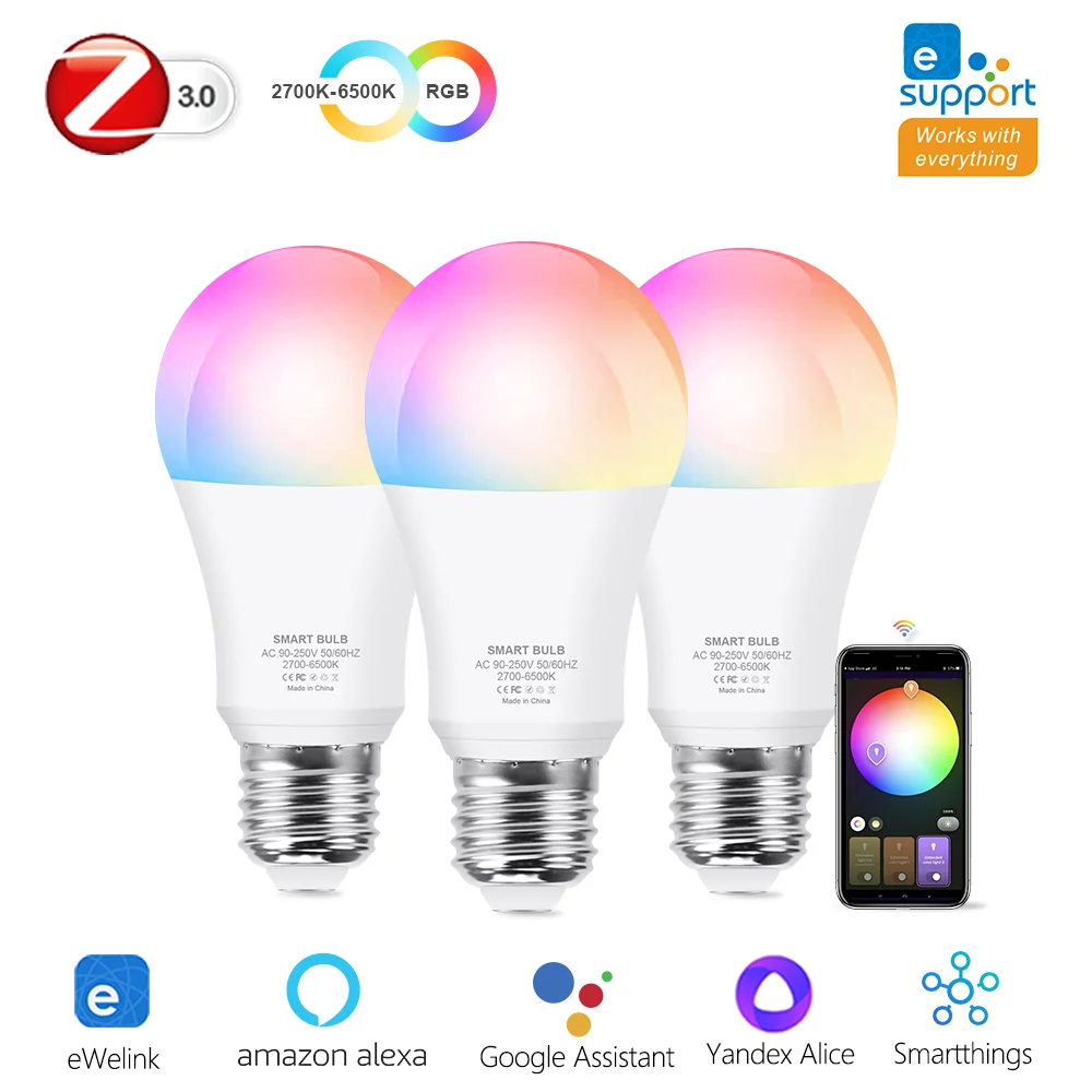 15W-18W-E27-Zigbee-Smart-Light-Bulbs-RGB-E27-Led-Bulb-AC-90-250V-Smart ...