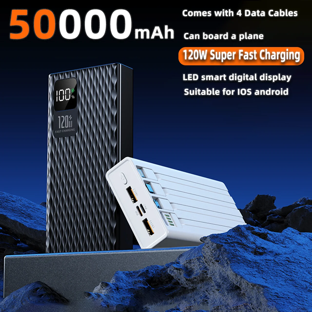 50000mAh 120W Super Fast Charge Portable Large Capacity Mobile Power ...
