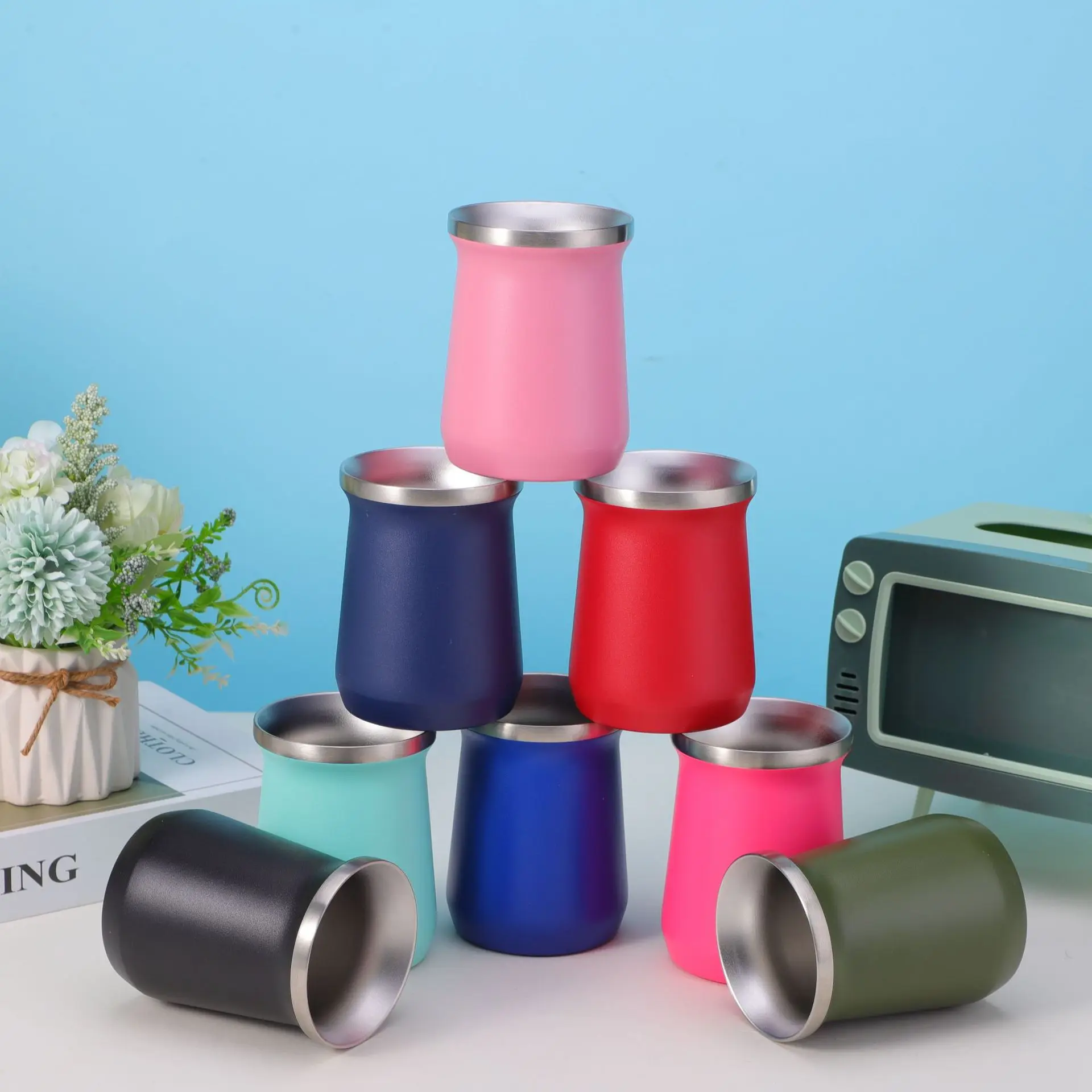 Taza-Mate-de-acero-pintado-de-colores-frasco-de-vac-o-Mate-de-doble ...