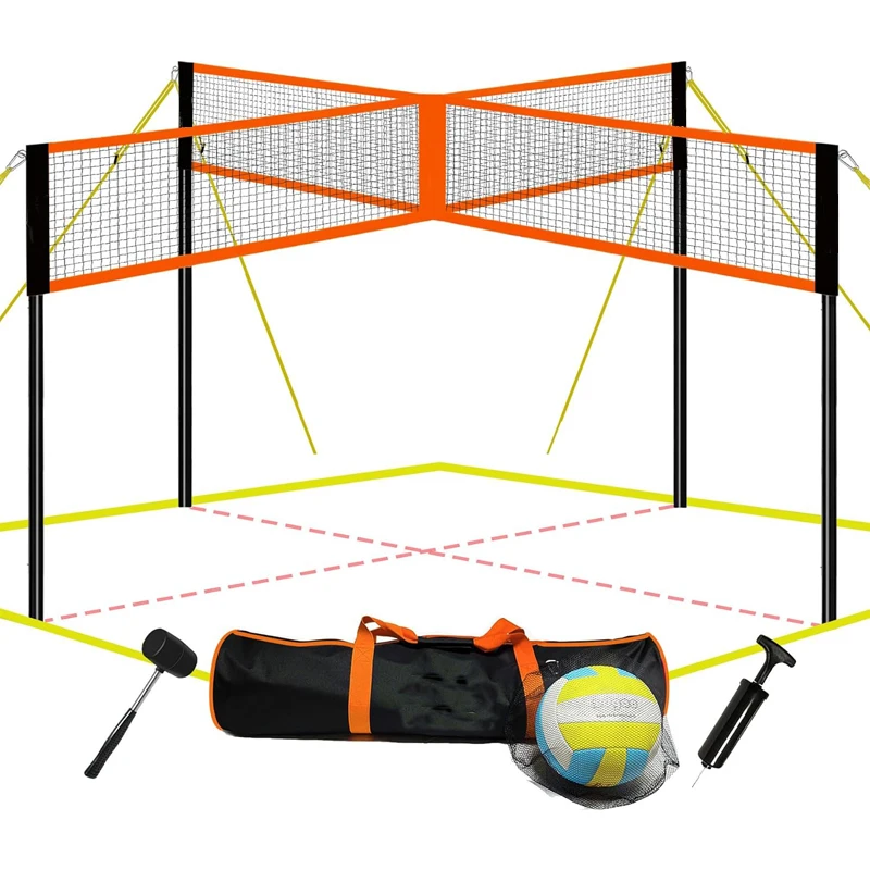 4-Way-Volleyball-and-Badminton-Combo-Net-with-Volleyball-Hammer-and-Bag ...