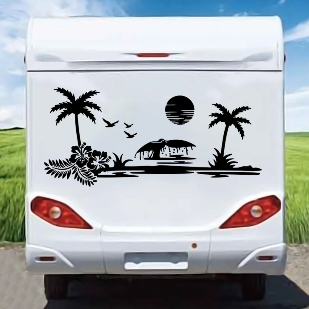 Camping-RV-Car-Truck-Stickers-Sunset-Surfing-Palm-Tree-Caravan ...