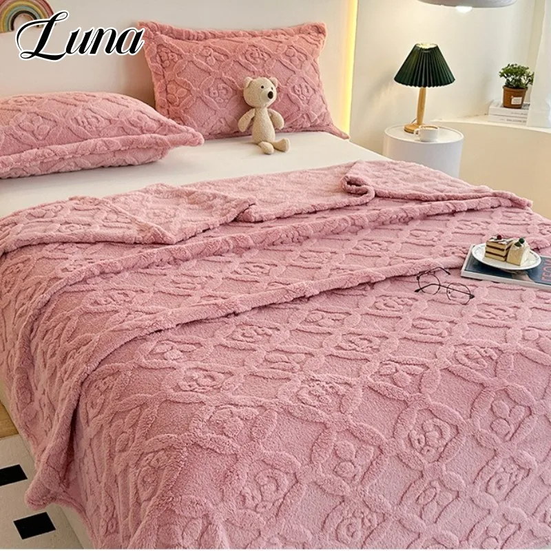 3D-Geometric-Pattern-Blankets-for-Beds-High-end-Jacquard-Coral-Fleece ...