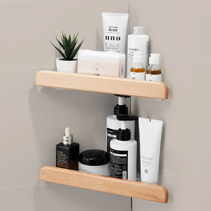 Bathroom-Shelf-Corner-Space-Aluminum-Wood-Bathroom-Triangle-Basket ...