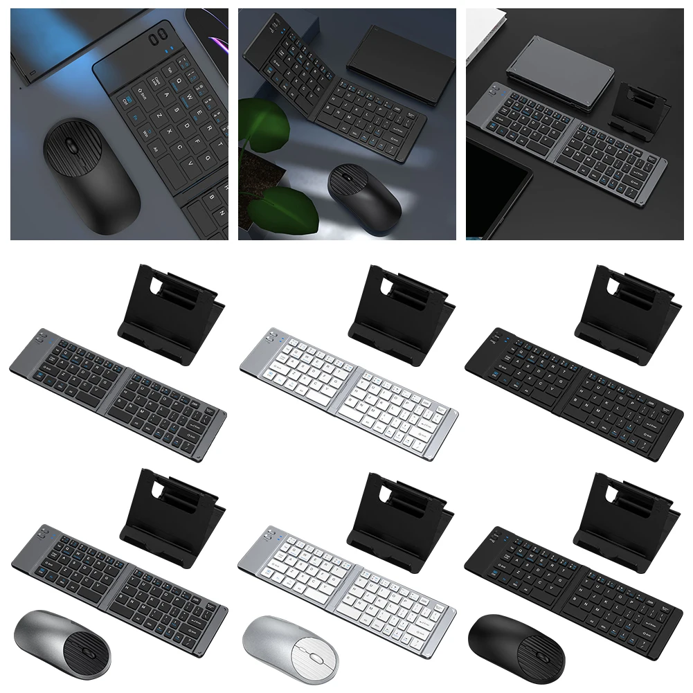 Mini Wireless Folding Keyboard Mouse Rechargeable Slim Folding Keypad ...