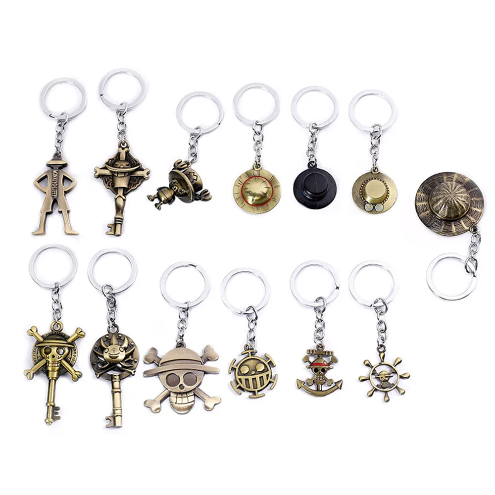 Anime-One-Piece-Metal-Keychain-Luffy-Hat-Zoro-Nami-Sanji-Chopper-Figure ...
