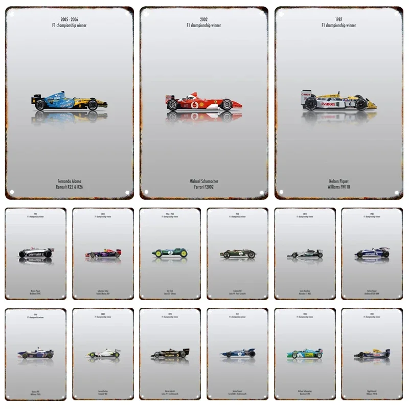 Placa-con-logotipo-de-Metal-de-carreras-F1-pintura-de-esta-o-Vintage-p ...