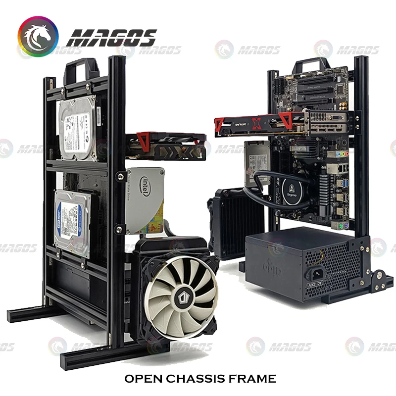 Quadro aberto do computador de diy, vertical atx/itx/matx gamer ...