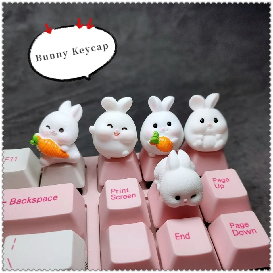 Cartoon Rabbit Keycaps Year of The Rabbit Cute Three dimensional ...