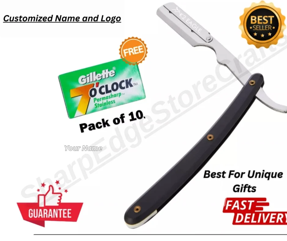 Plastic Handle Straight Razor - 10 Free Blades - Custom Logo & Name ...