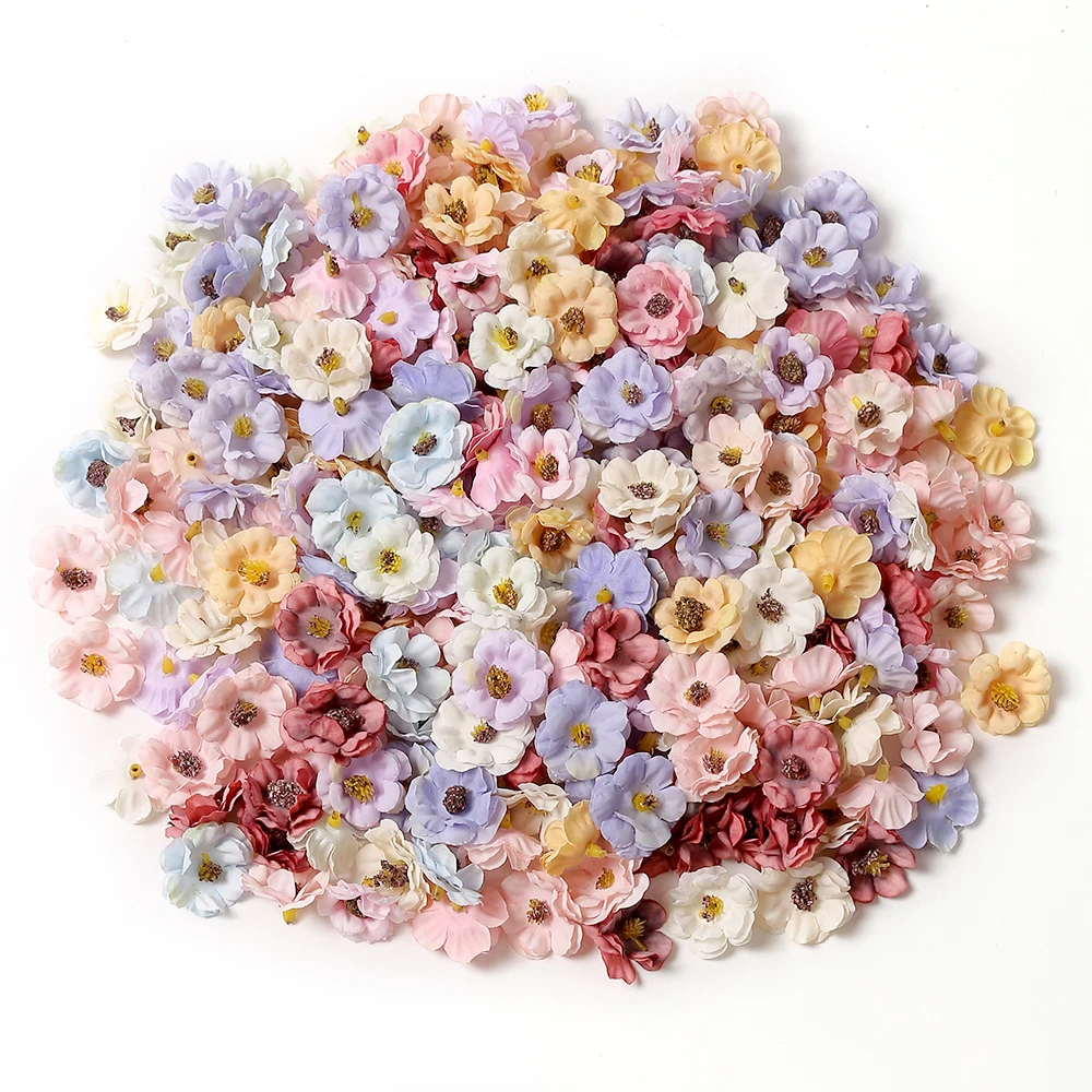 50PCs Mini Artificial Rose Flowers Heads Silk Fake Flowers for Home ...