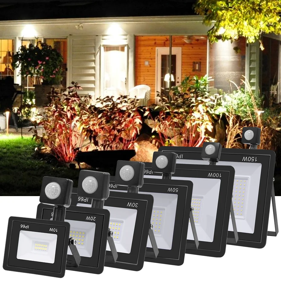 LED Floodlight PIR Motion Sensor 220V Waterproof Spotlight Refletor 50W 100W 150W Flood Light ...