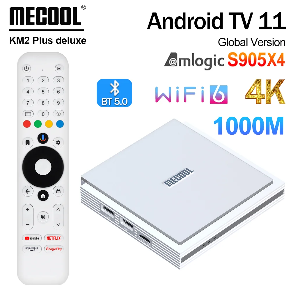 New Mecool KM2 Plus Deluxe Android 11 TV Box1000M Amlogic S905X4 4K HD ATV BOX 5G WiFi 6 Dolby ...