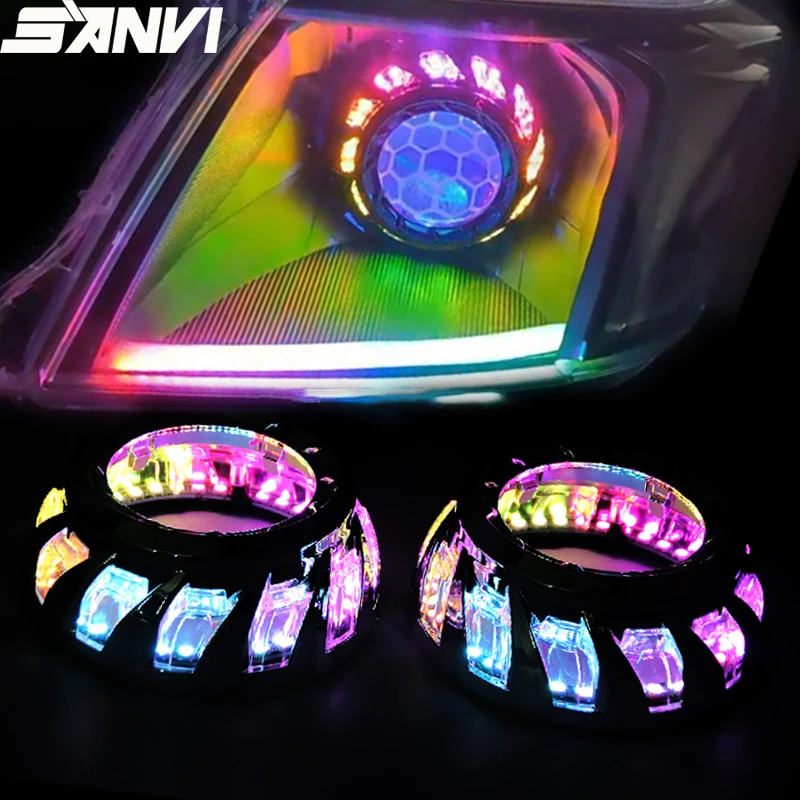 SANVI-2PCS-3-Rotating-RGB-Angel-Eyes-Mask-APP-Control-Multicolor ...