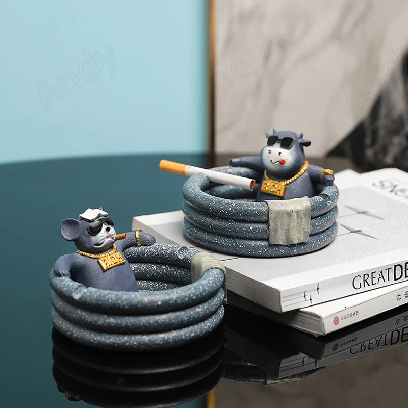 Creative Resin Ashtray Funny French Bulldog Decorative Office Ashtrays ...