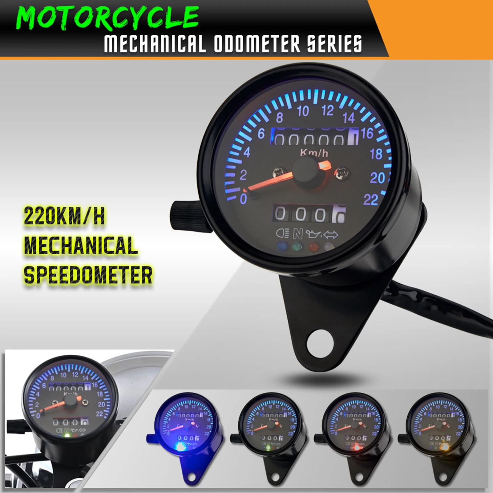 Cafe-Racer-Retro-Custom-Motorcycle-Mechanical-Speedometer-with-LED ...