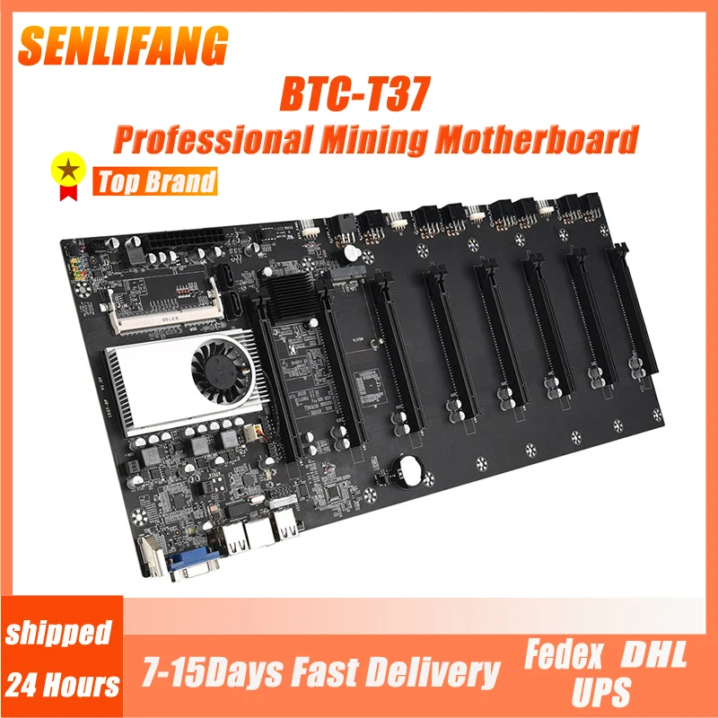 BTC-T37 Miner Motherboard CPU Set 8 Video Card Slot DDR3 Memory ...