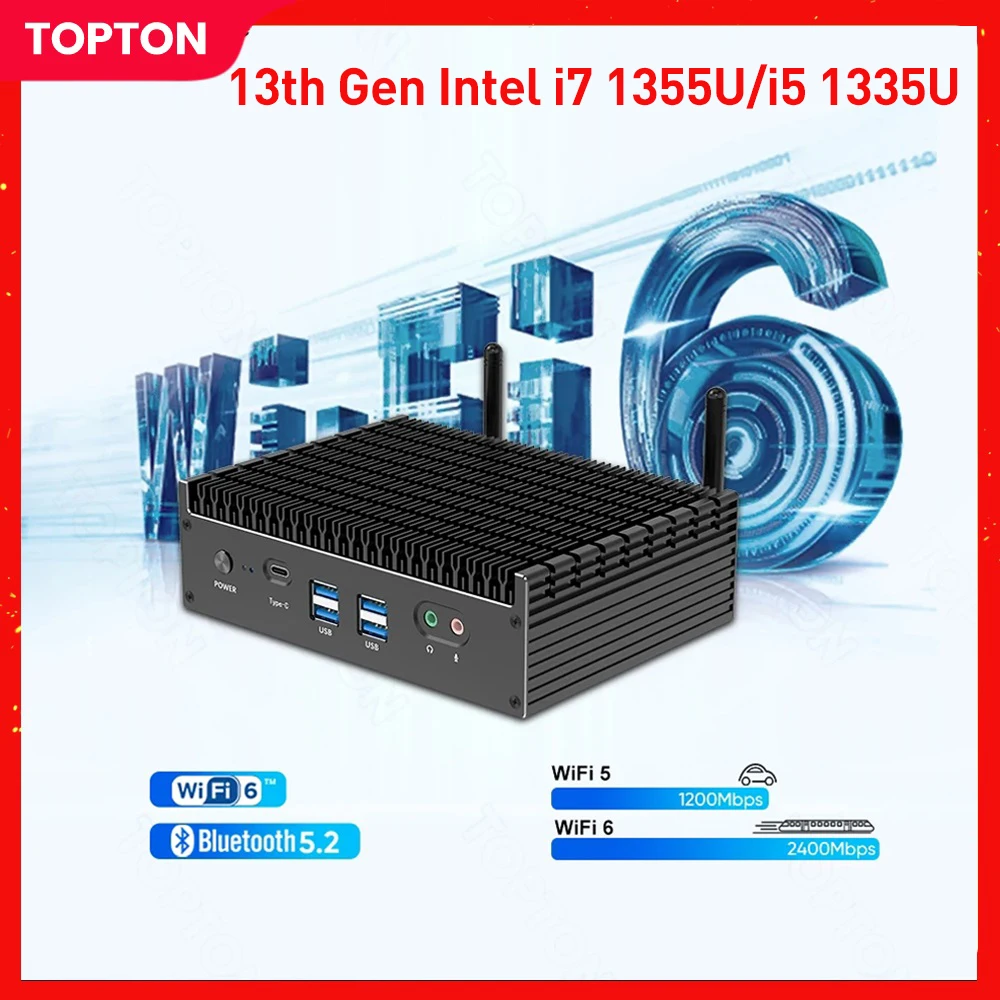 Topton-Fanless-Mini-PC-13th-Gen-Intel-i7-1355U-i5-1335U-Windows-11 ...