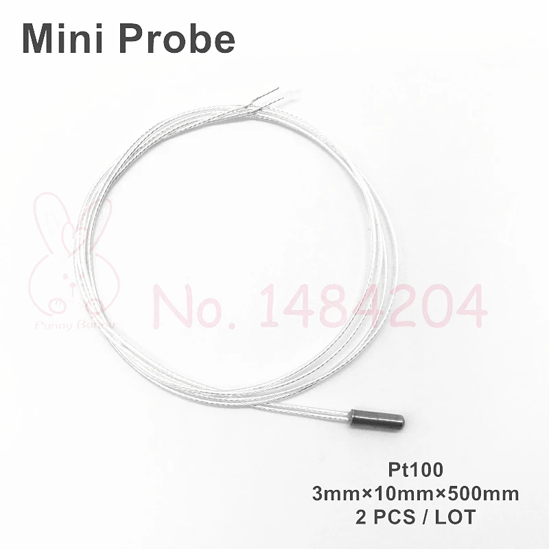 2 Wire Pt100 RTD Mini Probe 3mm * 10mm Sensor 500mm / 2m Cable Platinum ...